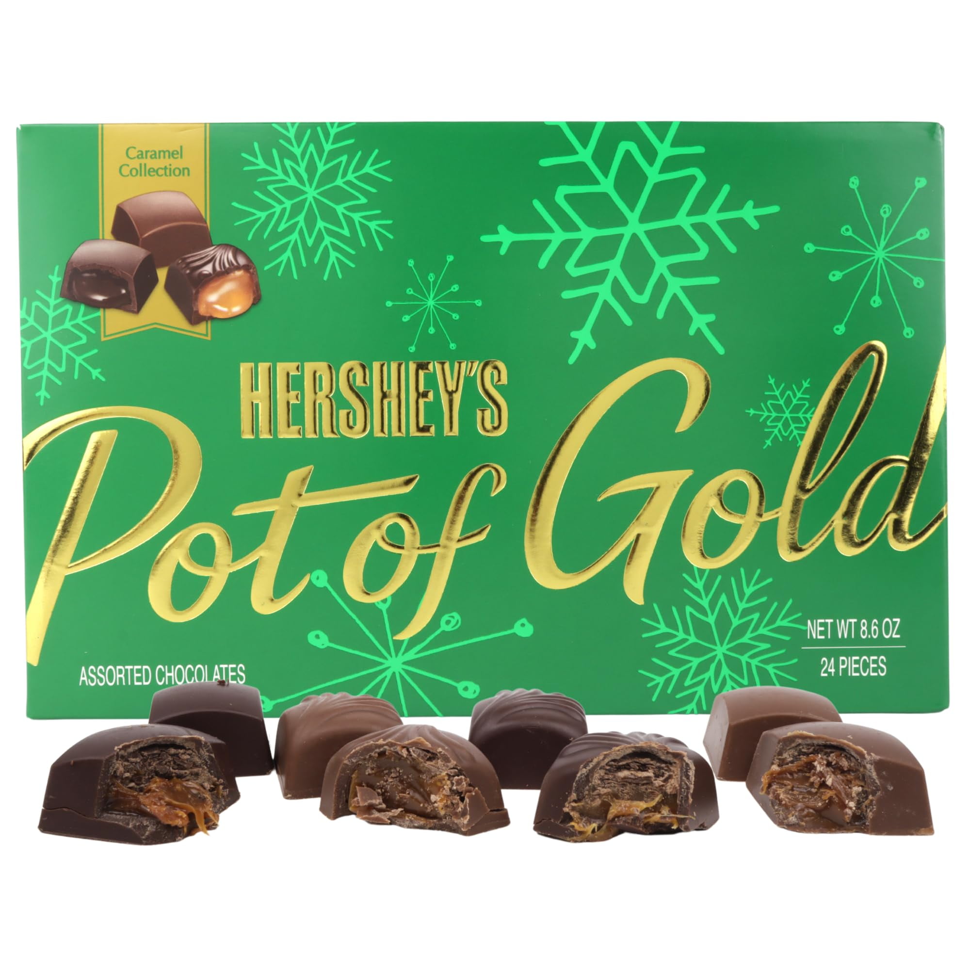 HERSHEY'S Christmas Pot of Gold Milk Chocolate Caramel Truffles Box ...