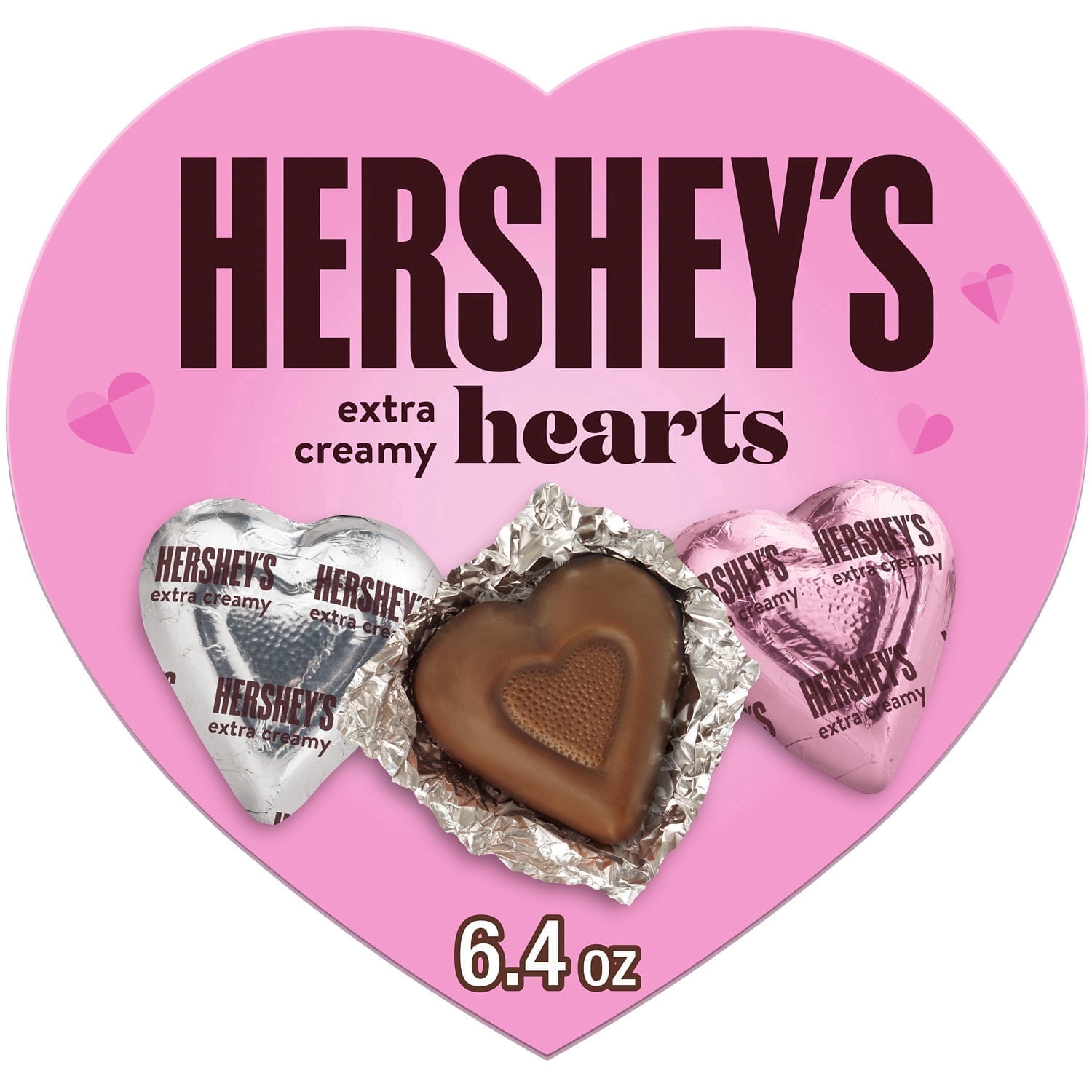 HERSHEY'S Extra Creamy Milk Chocolate Hearts, Valentine's Candy Gift ...