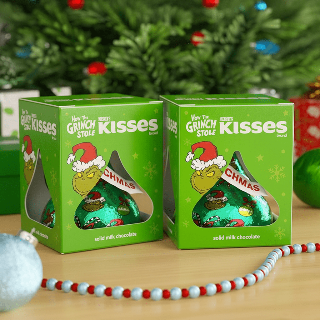 HERSHEY'S KISSES Grinch Solid Milk Chocolate, Christmas Candy Gift Box ...