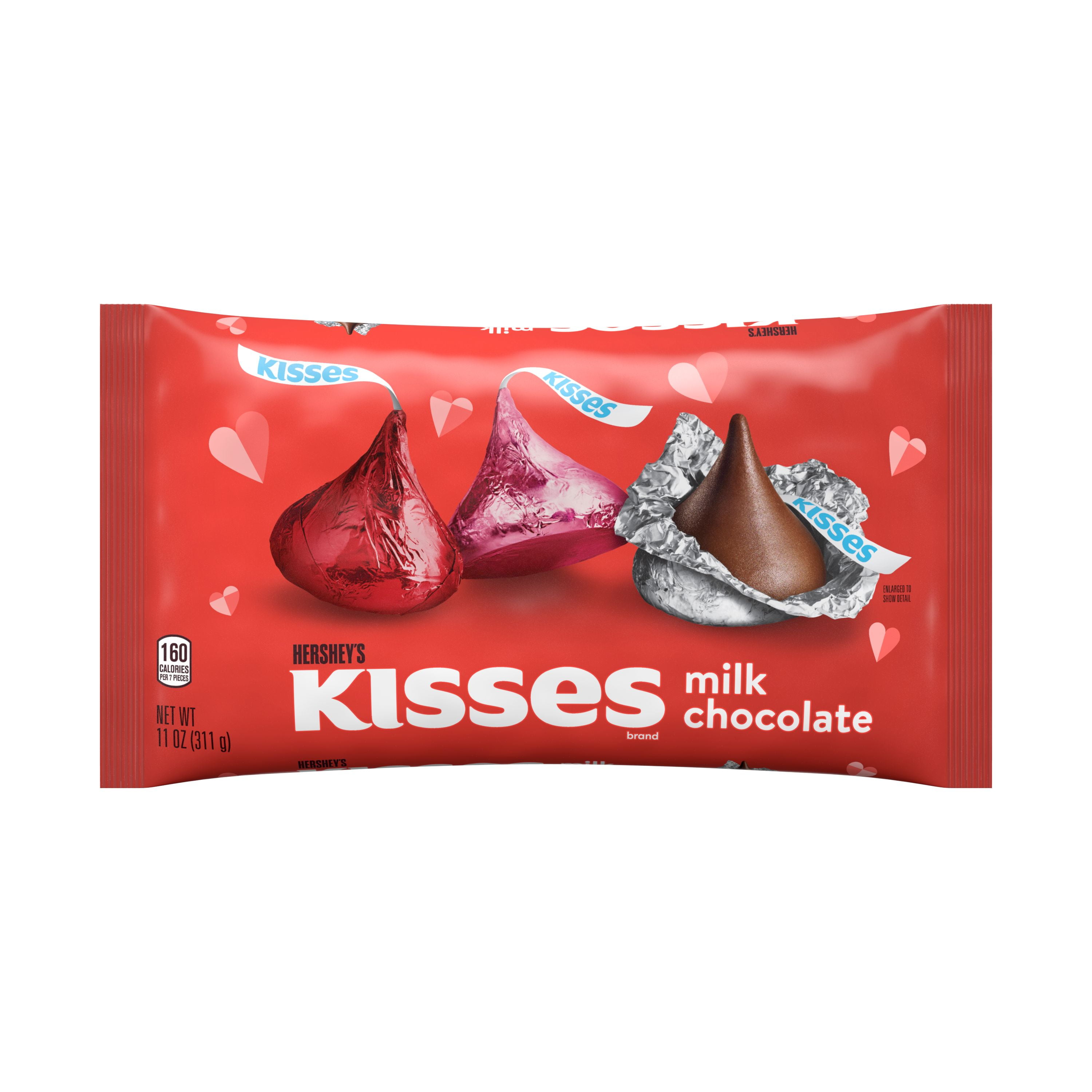 HERSHEY'S, KISSES, Milk Chocolate Valentine's Day Candy, 11 Oz. Bag ...