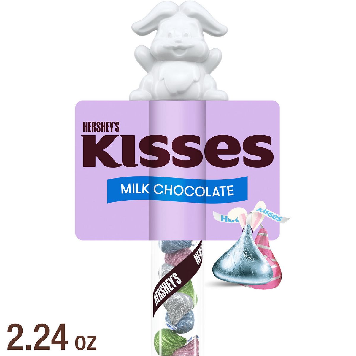 HERSHEY'S Kisses Milk Chocolate Cane with Bunny Topper Easter Candy - 2 ...