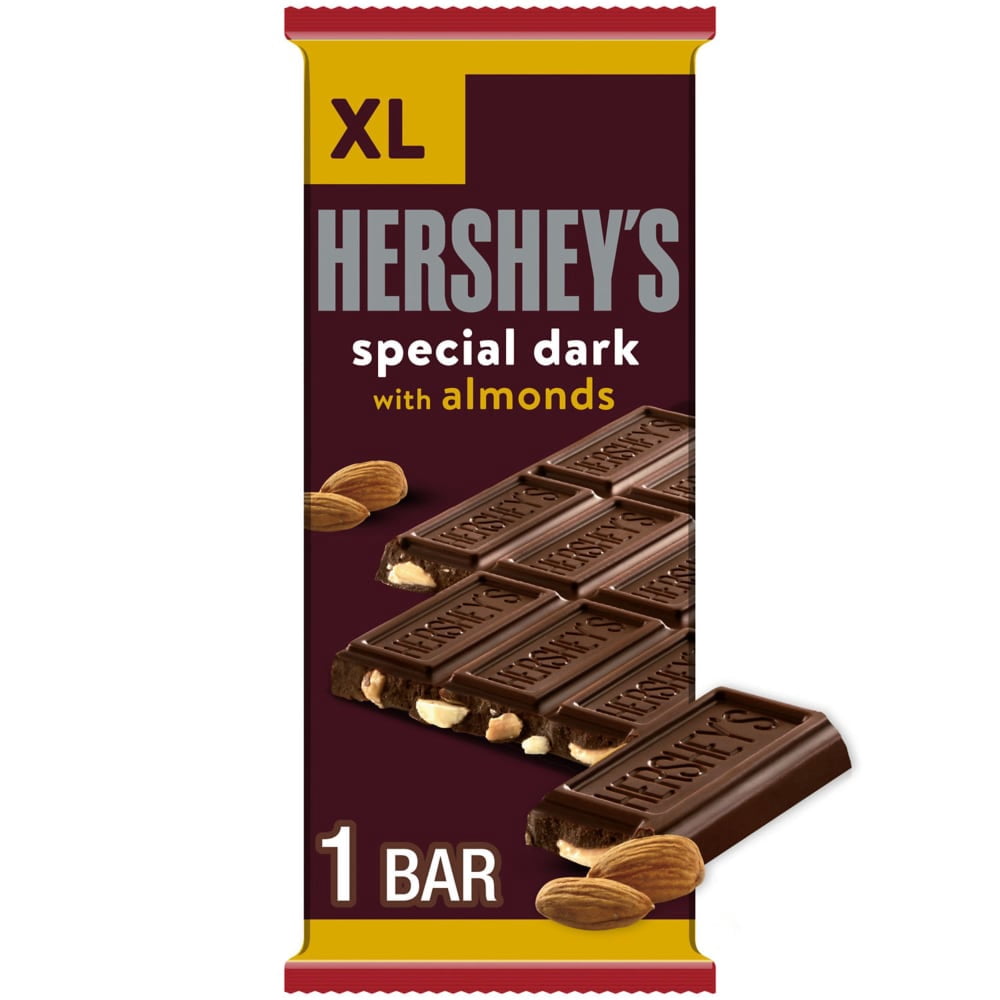 HERSHEY'S SPECIAL DARK Mildly Sweet Chocolate with Almonds XL Candy Bar ...