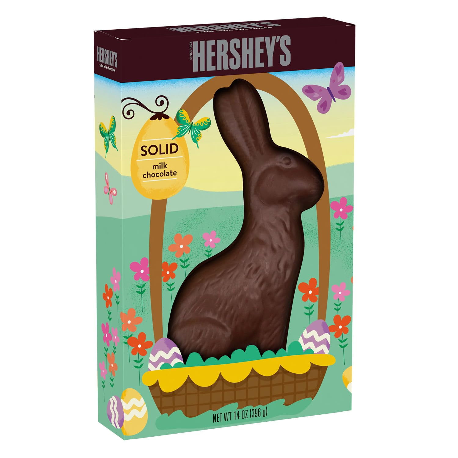 HERSHEY'S Solid Milk Chocolate Bunny, Easter Candy Gift Box, 14 oz ...