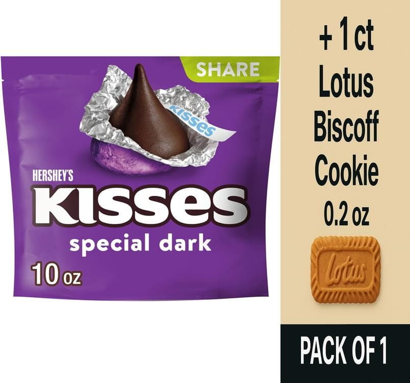 HERSHEYS KISSES SPECIAL DARK Mildly Sweet Chocolate Candy Share Pack 10 ...