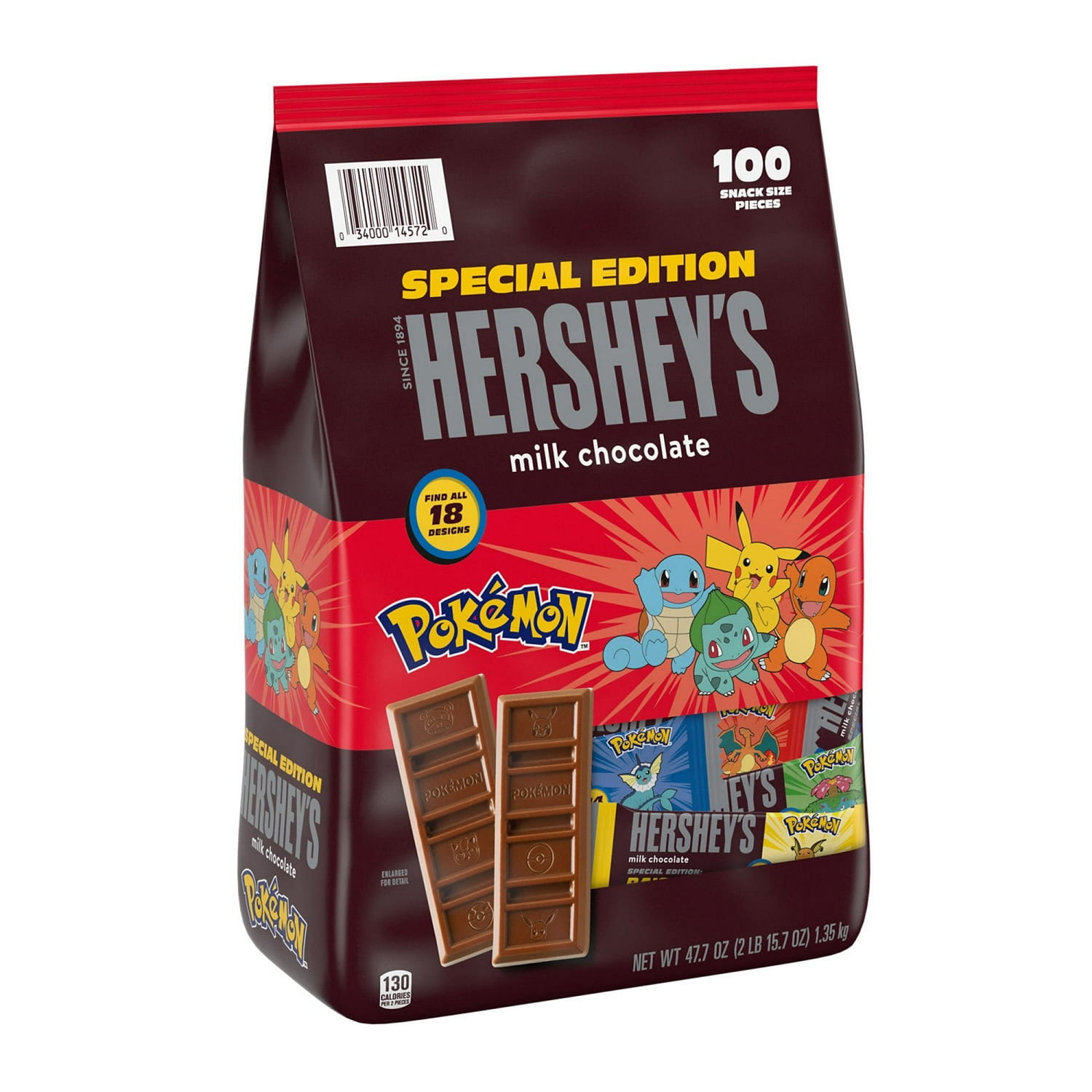 Hershey's Pokemon Milk Chocolate Bars, Snack Size, 100 Pieces - Walmart.com