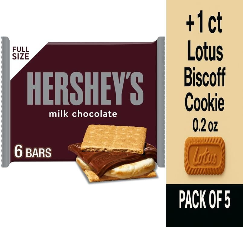 HERSHEYS Milk Chocolate Smores Candy Bars 1.55 oz - Pack of 5 & Lotus ...