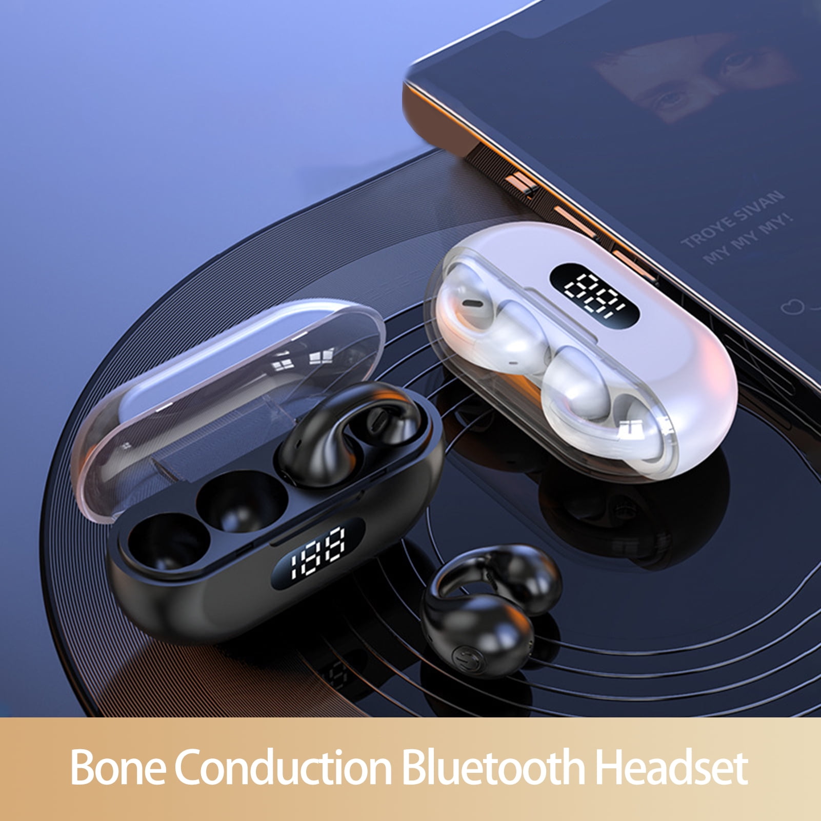 HES 1 Set Bone Conduction Earphones Ear Hook LED Digital Display HiFi ...