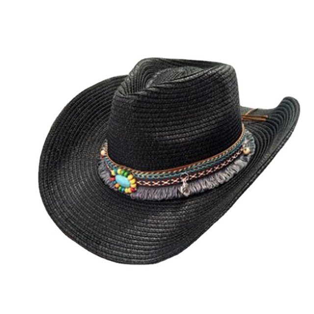 HES Cowboy Hat Classic Vintage Braided Curled Edge Wide Brim Men Sun ...