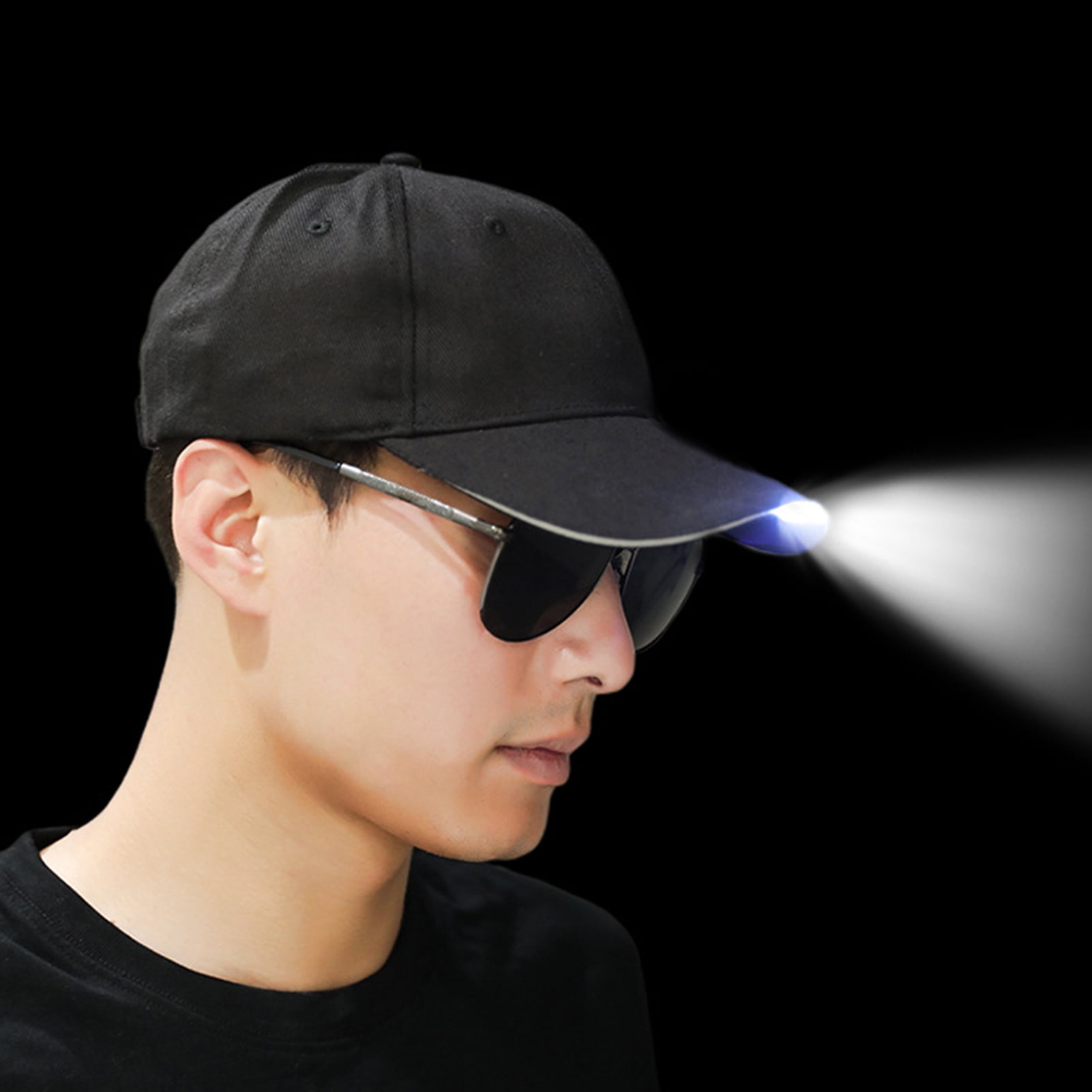 HES Extended Brim Adjustable 5 LEDs Anti-UV Baseball Hat Men Fishing Jogging LED Sport Hat ...