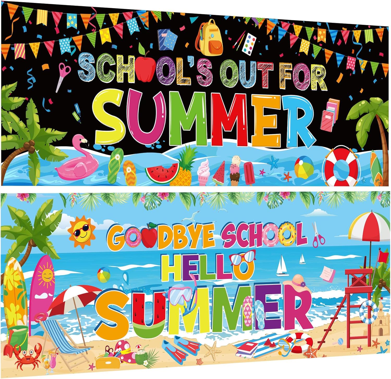 HESASDG 2 Pcs End of School Year Banner 14 x 39 Inch School's Out for ...