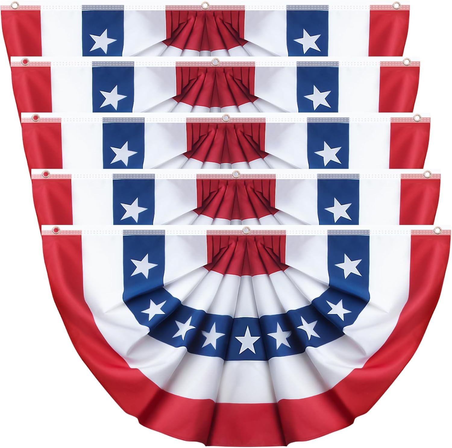 HESASDG 5 Pack Flag Bunting 2x4 Ft, Pleated Half Fan Flag for 4th of ...