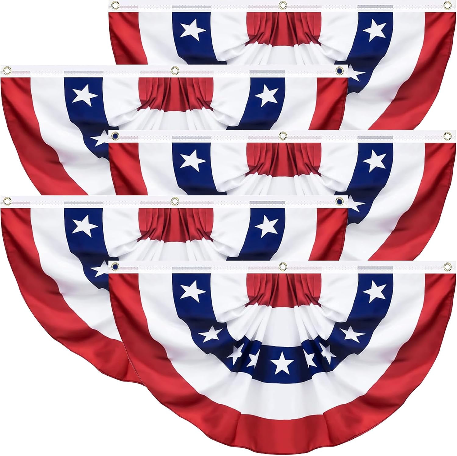 HESASDG 5 Pack US Pleated Fan Flag, 1.5 X 3 FT American US Bunting Flag ...