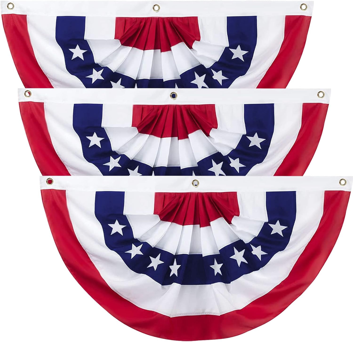 HESASDG Outdoor Bunting Flags 3PCS 2 x 4 FT US Pleated Fan Flags ...