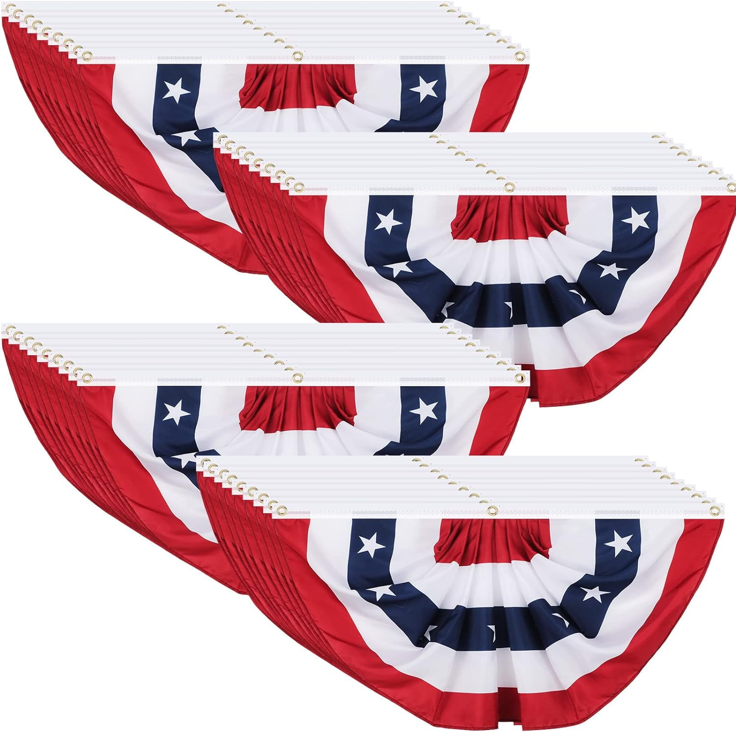 HESASDG Patriotic Decorations, 4th of July Pleated Fan Flags US Bunting ...