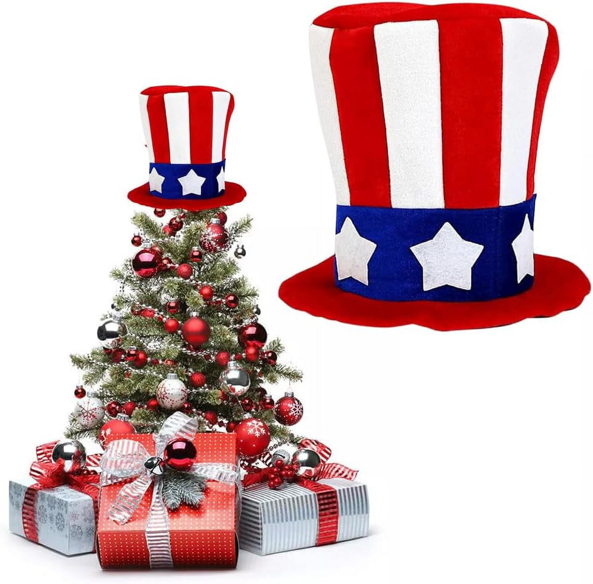 HESASDG Patriotic Stars and Stripes Hat Tree Topper, 4th of July Hat ...
