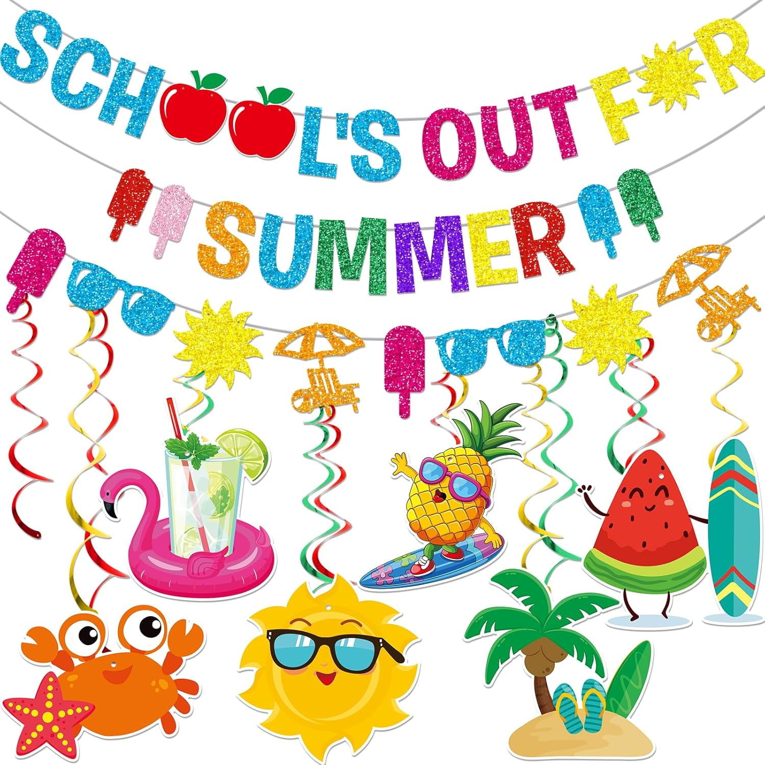 HESASDG School's Out for Summer Banner, Hello Summer Party Decorations ...