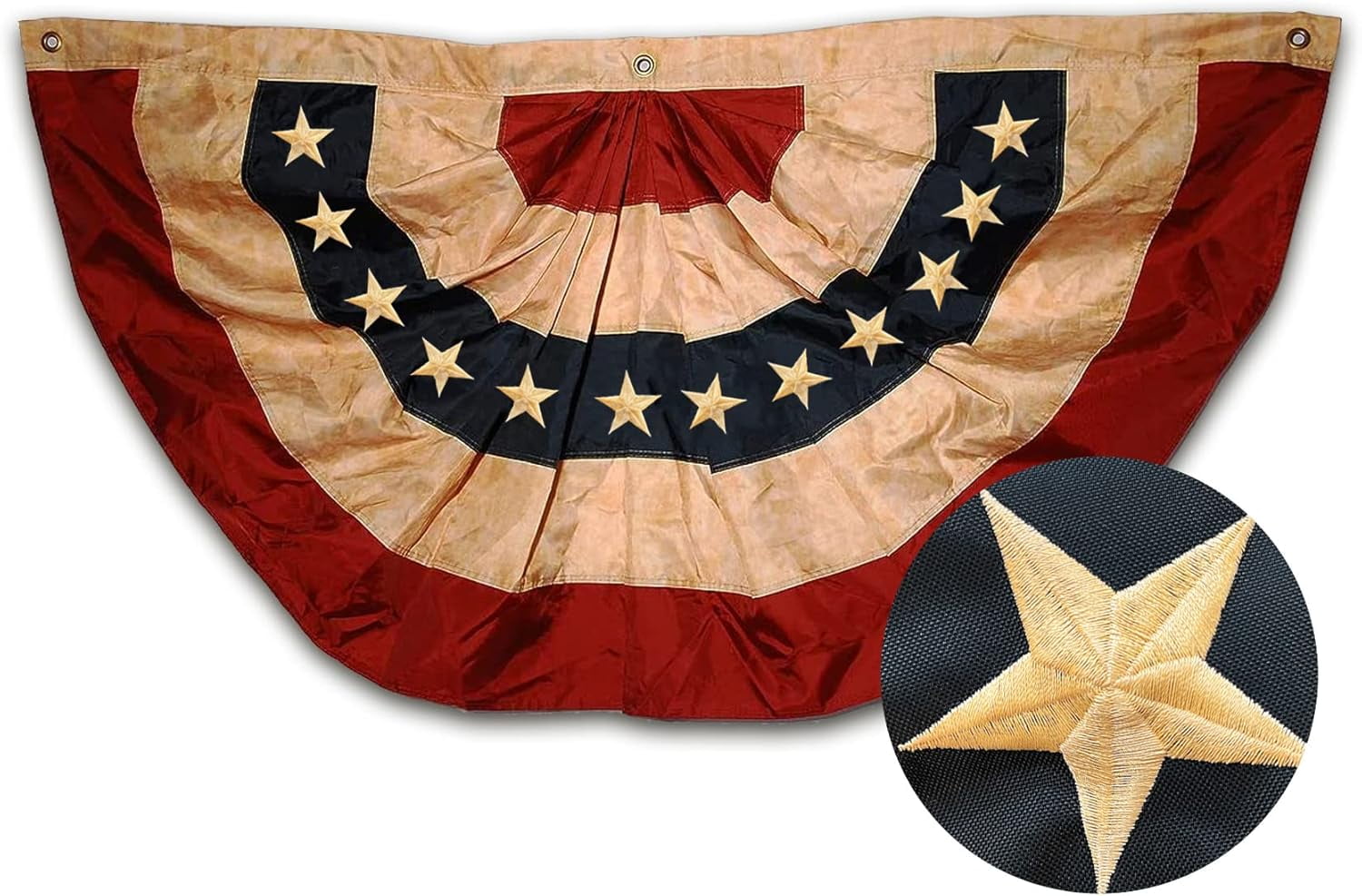 HESASDG Vintage Style Tea Stained US Pleated Fan Flag, 2x4 FT Tea ...