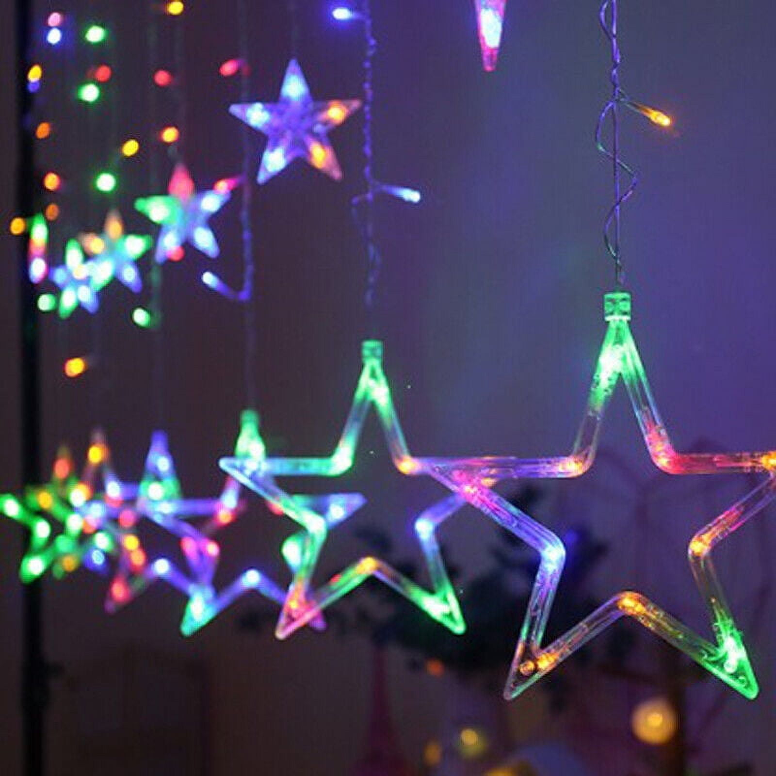 HESHENG 12 Stars 138 LED Curtain String Lights, Window Curtain Lights ...