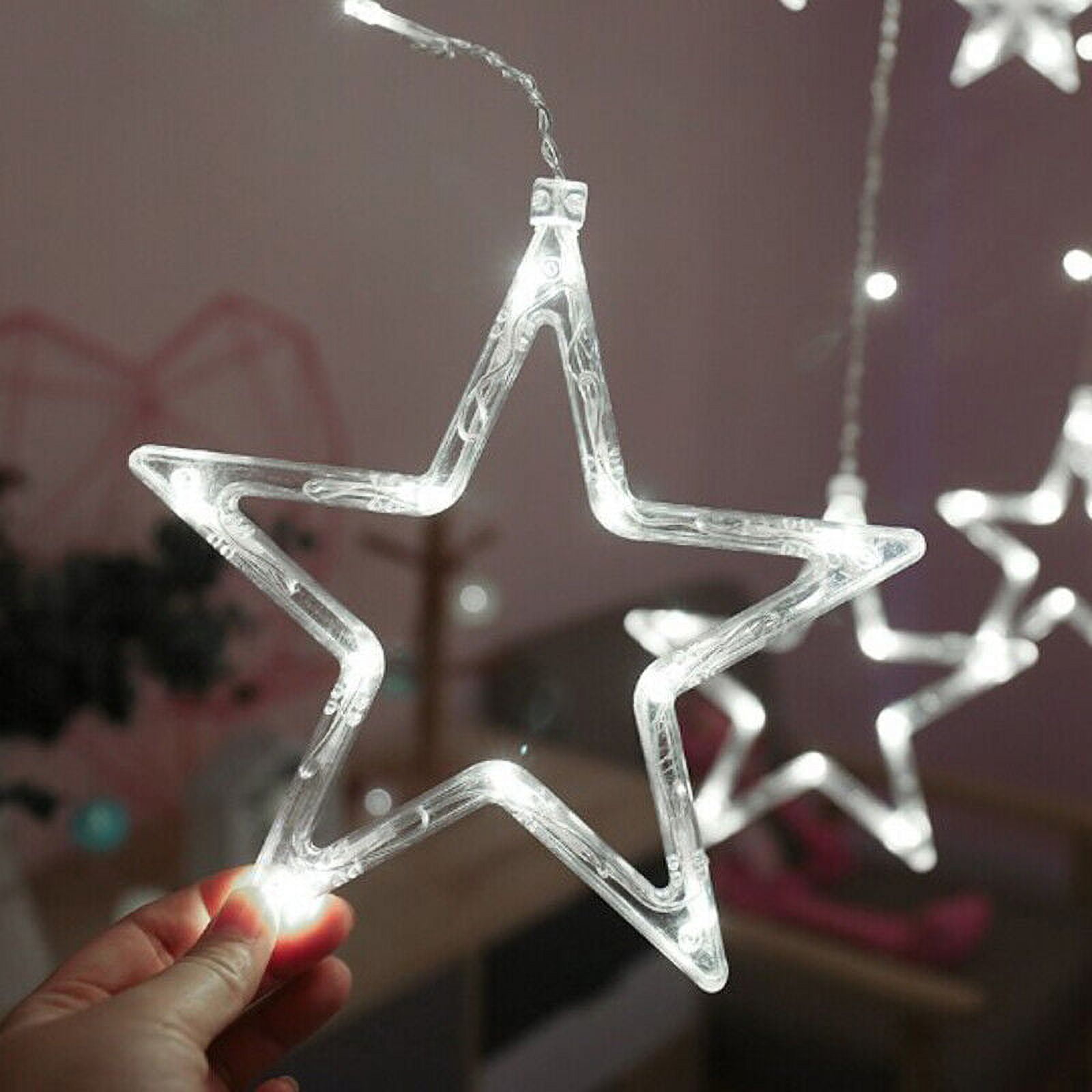 HESHENG 12 Stars 138 LED Curtain String Lights, Window Curtain Lights ...