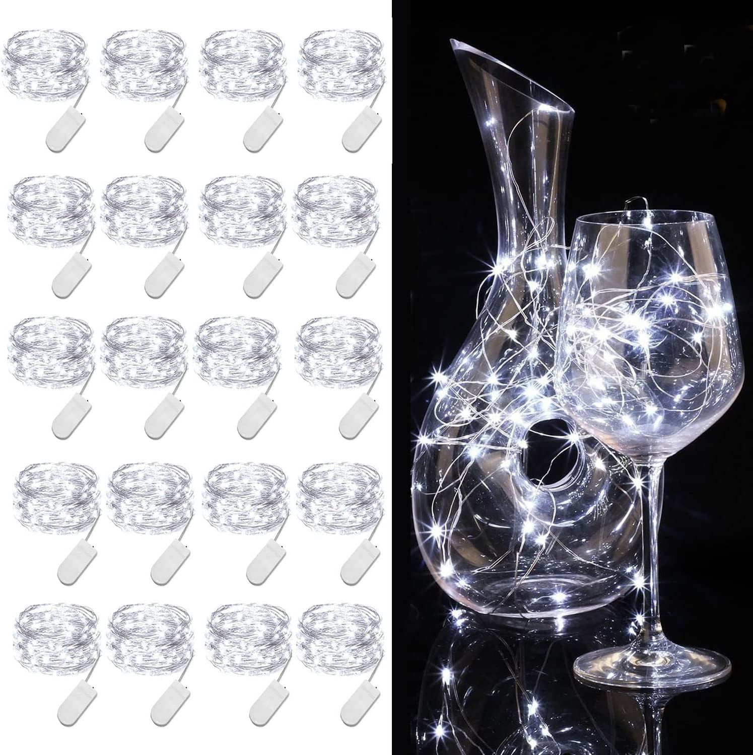 HESHENG 20 Pack Led Fairy Lights Battery Operated 20 LED Firefly Mason ...