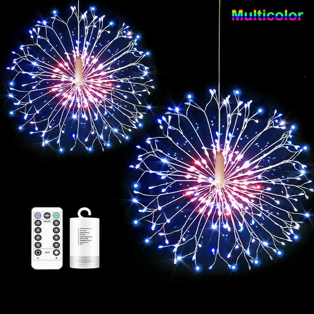 HESHENG 2Pack 120 LEDs String Firework Lights Hanging Starburst Fairy ...
