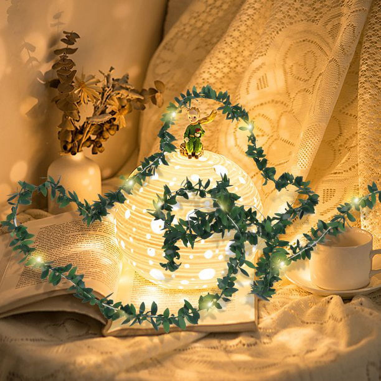 HESHENG 5M 50LED Battery Powered Artificial Plant Ivy Led String Lights ...