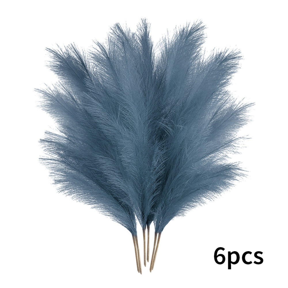HESHENG 6PCS Faux Pampas Grass 18" Tall Decor, Small Pompous Artificial ...