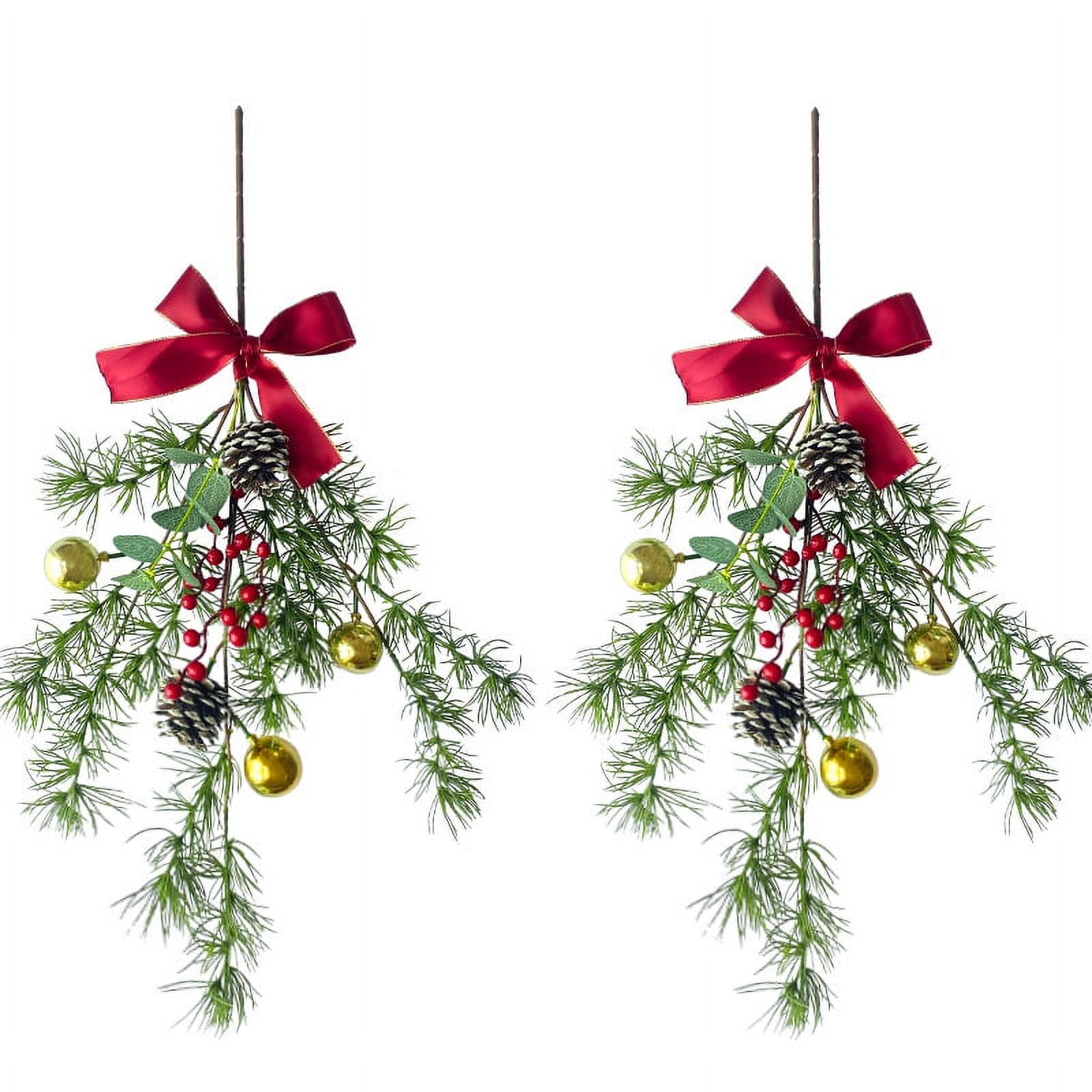 HESHENG Artificial Christmas Pine Needle Swag Wreath, 25'' Artificial ...