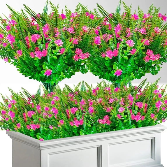 HESHENG Artificial Flowers for Outdoors, 8 Bundles Artificial Outdoor ...