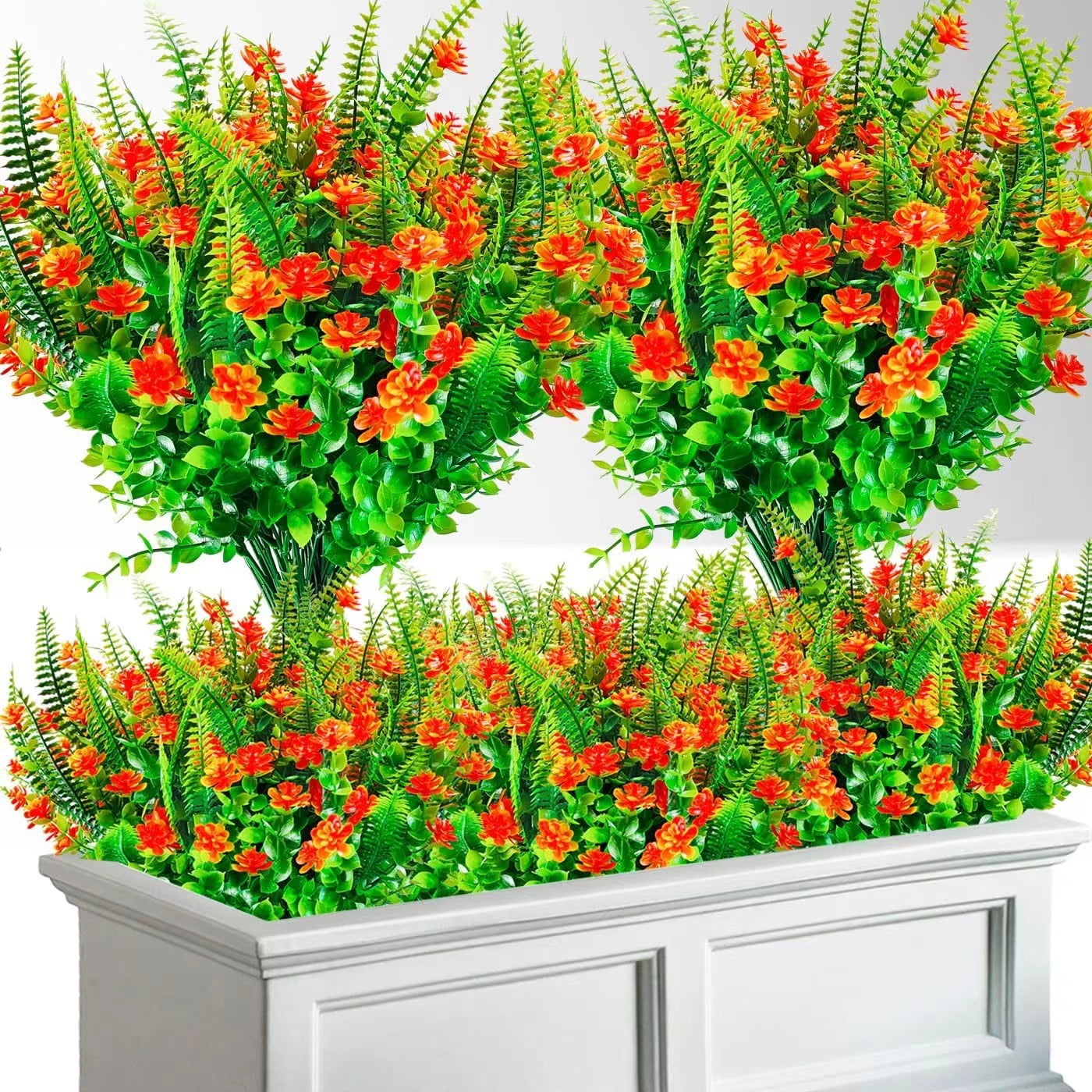 HESHENG Artificial Flowers for Outdoors, 8 Bundles Artificial Outdoor ...