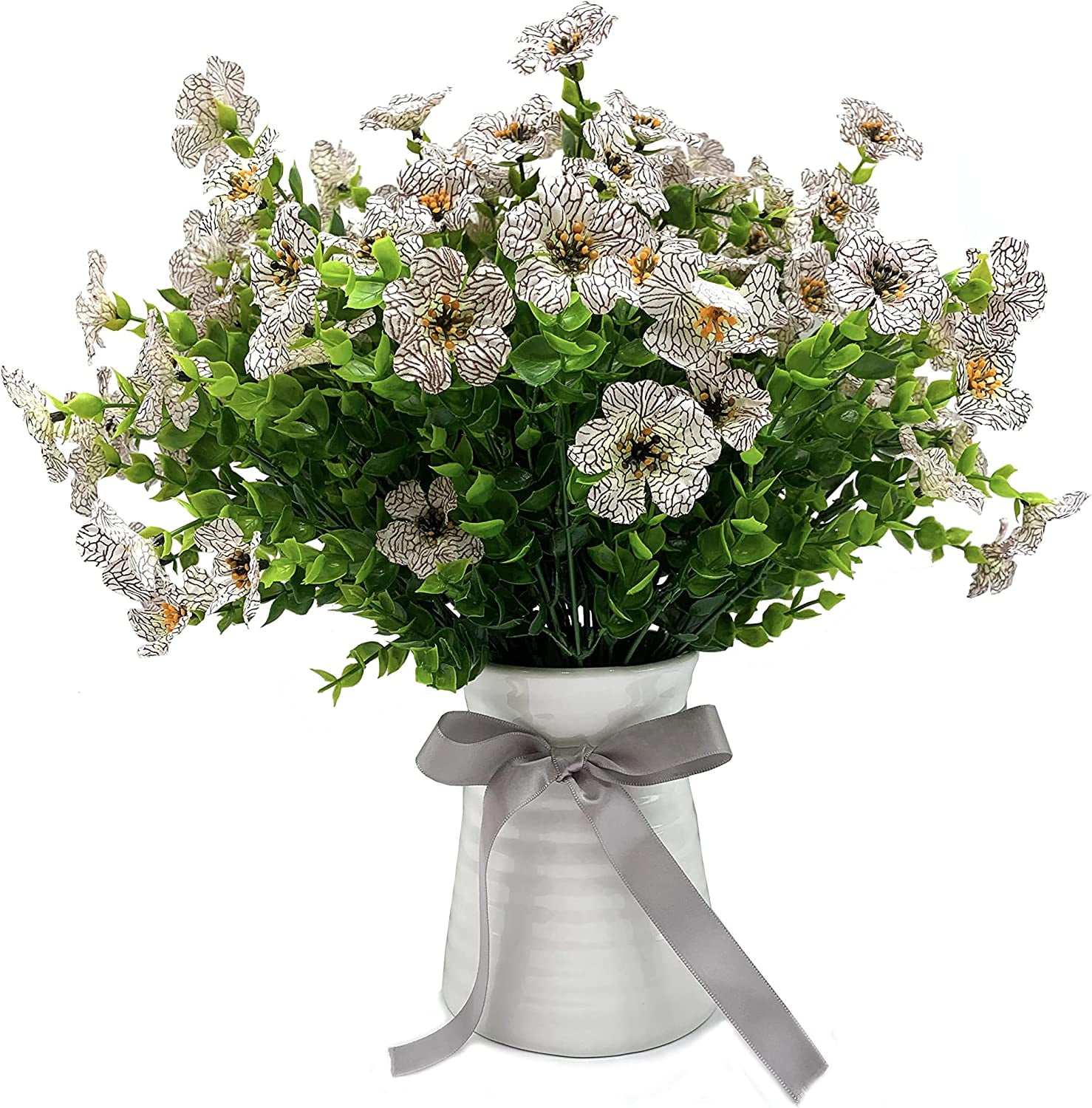 HESHENG Artificial Violets Flowers 6 Bundles Silk Flowers Greenery ...