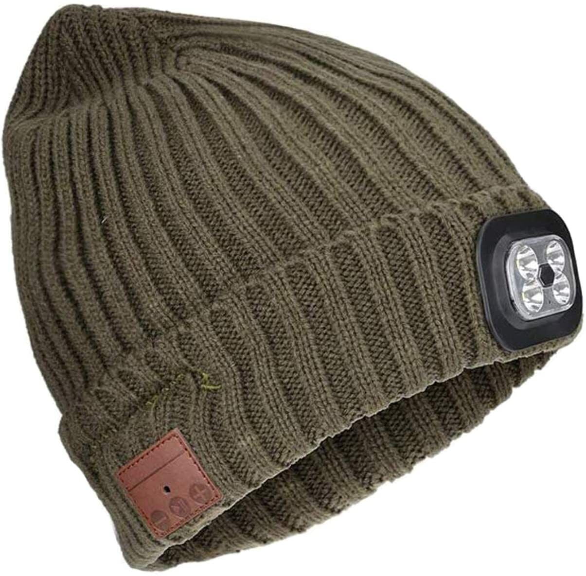 HESHENG Bluetooth Beanie Hat with LED Headlight, Lighted Beanie Cap ...