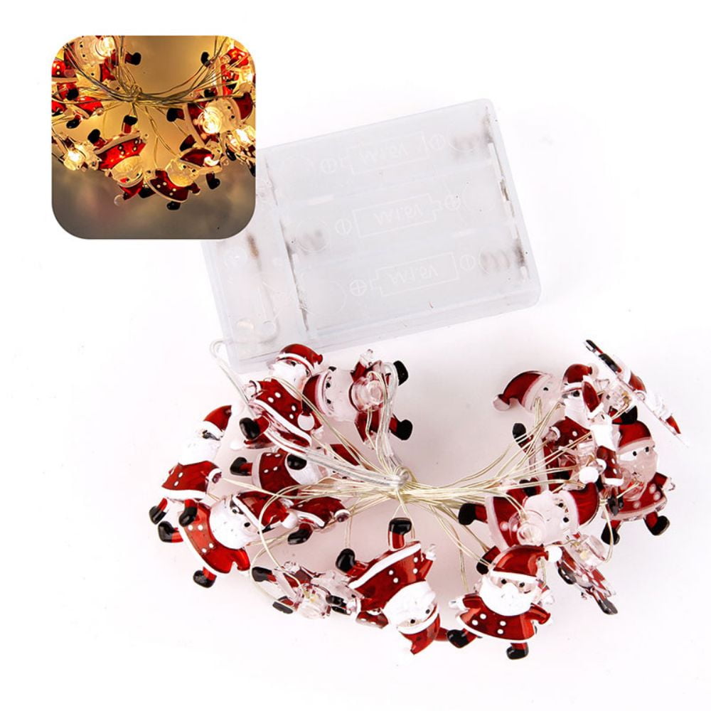HESHENG Christmas 20LED Fairy Lights String Battery Powered Santa Claus ...