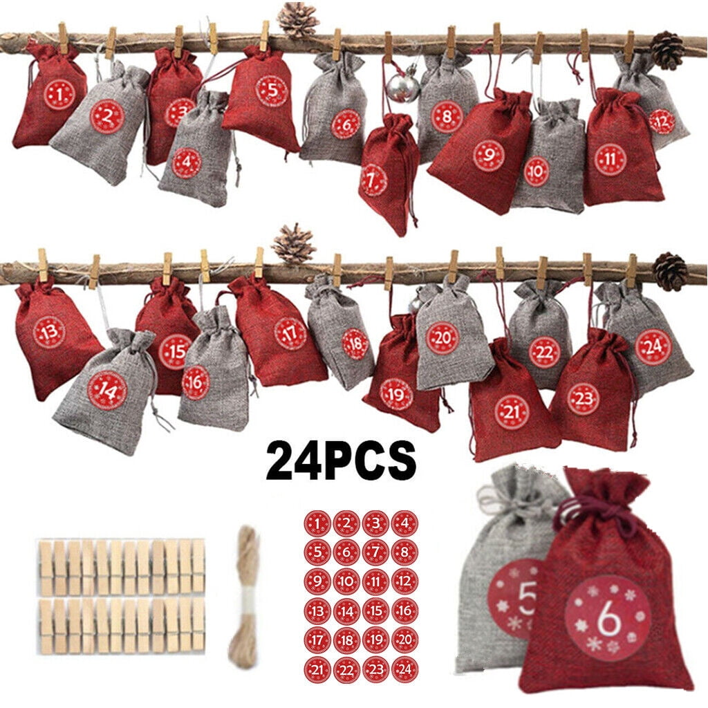 HESHENG Christmas Advent Calendar 2022, 24 Days Hanging Advent ...
