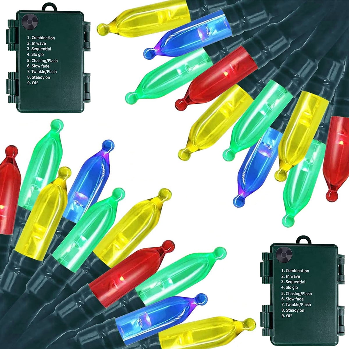 HESHENG 50 LED Christmas Lights, Battery Operated, Timer & 8 Modes ...