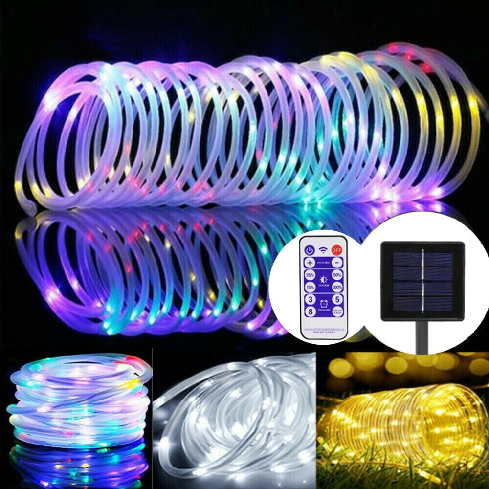 HESHENG Christmas Solar Powered Rope Tube String Fairy Lights Strip ...