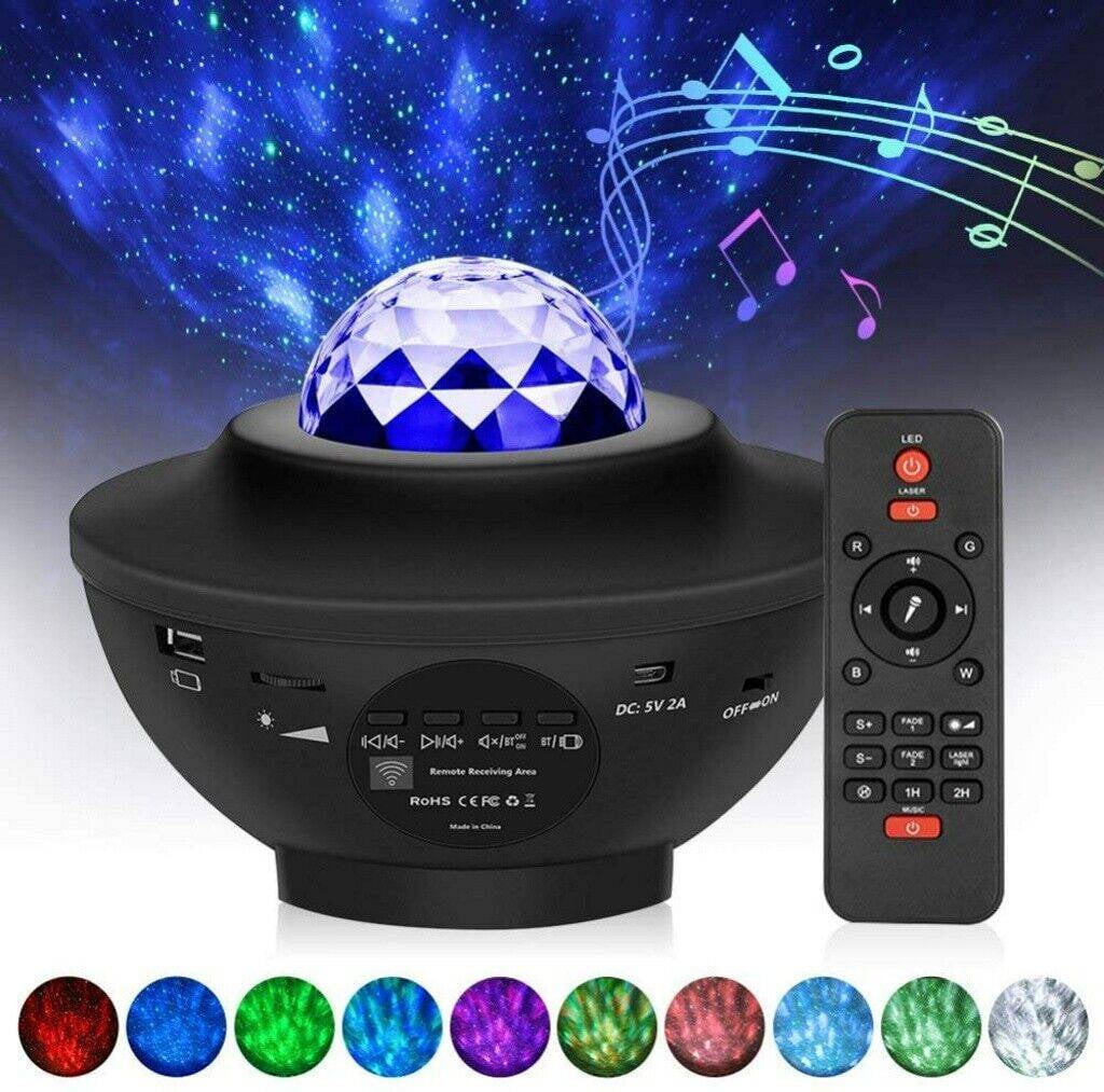 HESHENG LED Galaxy Starry Sky Night Light Projector Ocean Star Speaker ...