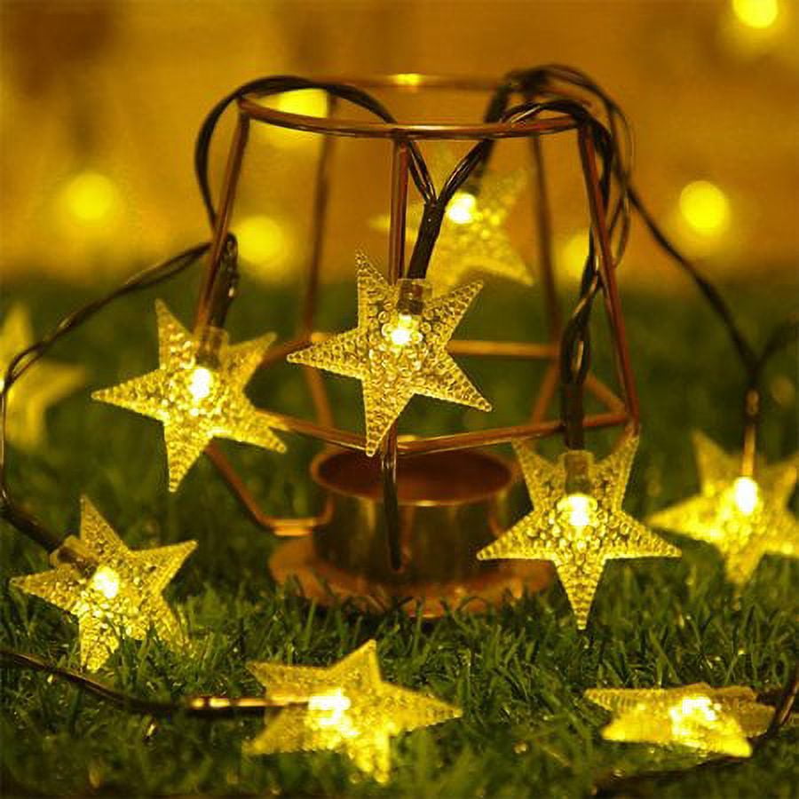 HESHENG Solar String Lights Star Outdoor 20LED, 8 Modes Solar Powered ...