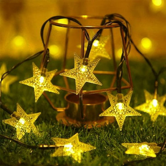 HESHENG Solar String Lights Star Outdoor 20LED, 8 Modes Solar Powered ...