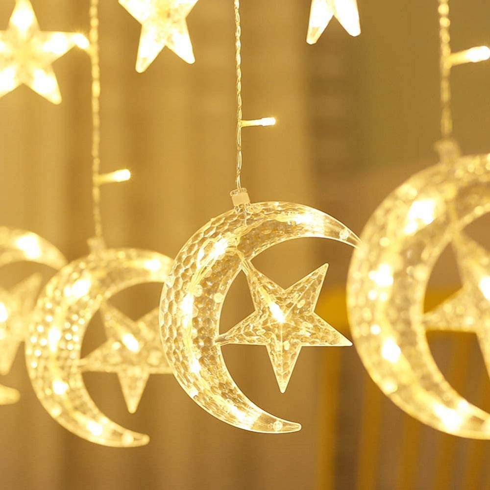 HESHENG Star Moon String Lights, 11.6ft 126LEDs Fairy Lights Waterproof ...