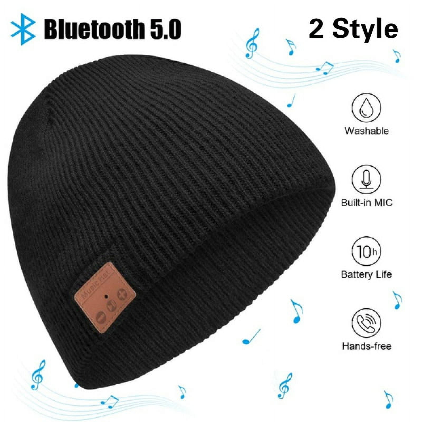 HESHENG Unisex Bluetooth Beanie Hat Winter Warm Wireless Smart Cap with ...