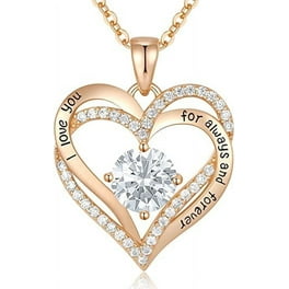 Love Heart Birthstone Necklaces for Women 925 Sterling Silver Women Pendant Necklace Valentine s Day Gift for Her Birthday Anniversary Jewelry Gift for Women Girlfriend Wife Mom Girl Walmart