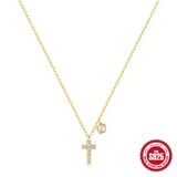 HESHPAWS S925 Sterling Silver Cross Necklace for Women Cross Chain ...