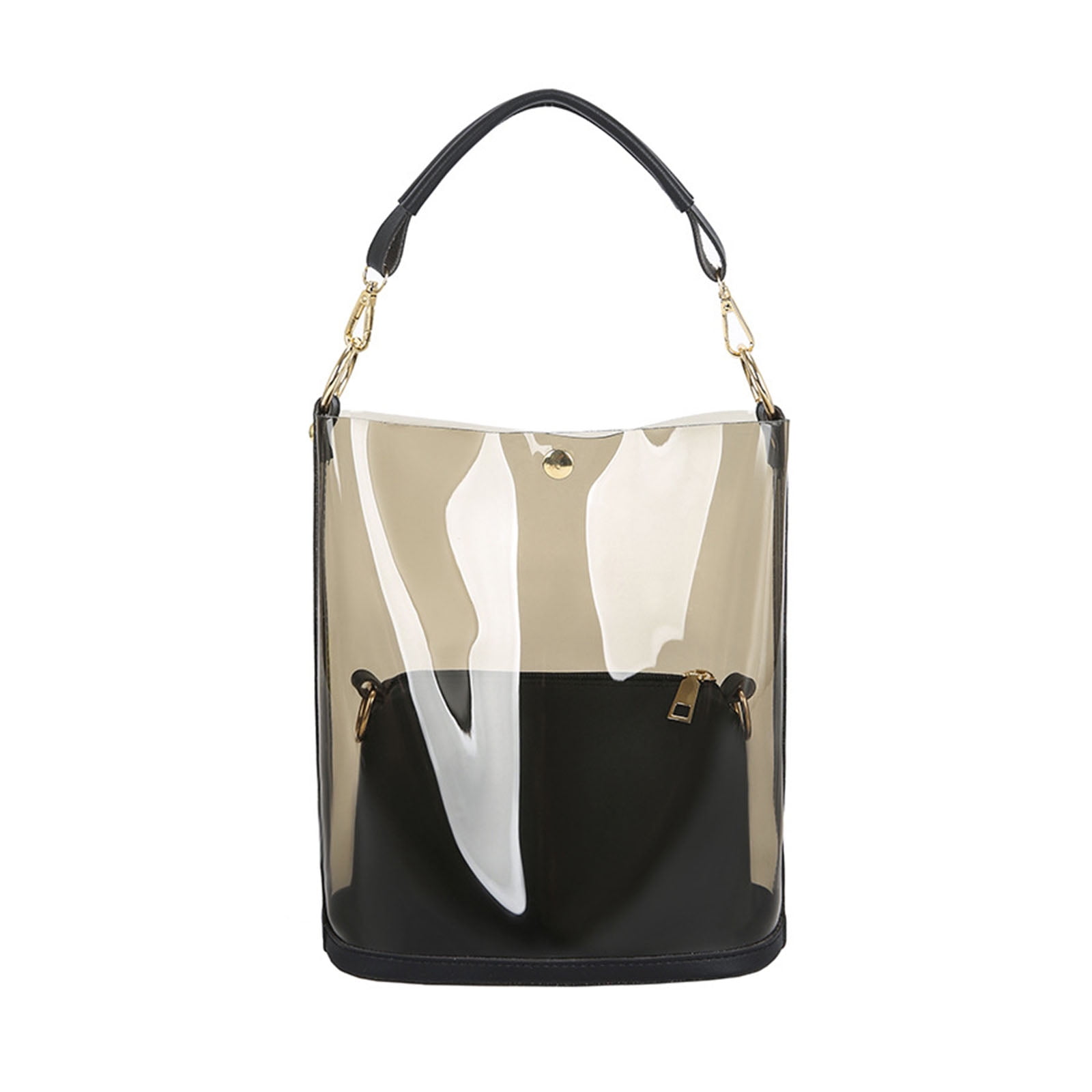 HESITONE Elegant 2 in 1 Bag Clear Bucket Bag Jelly Bag Semi-clear PVC ...