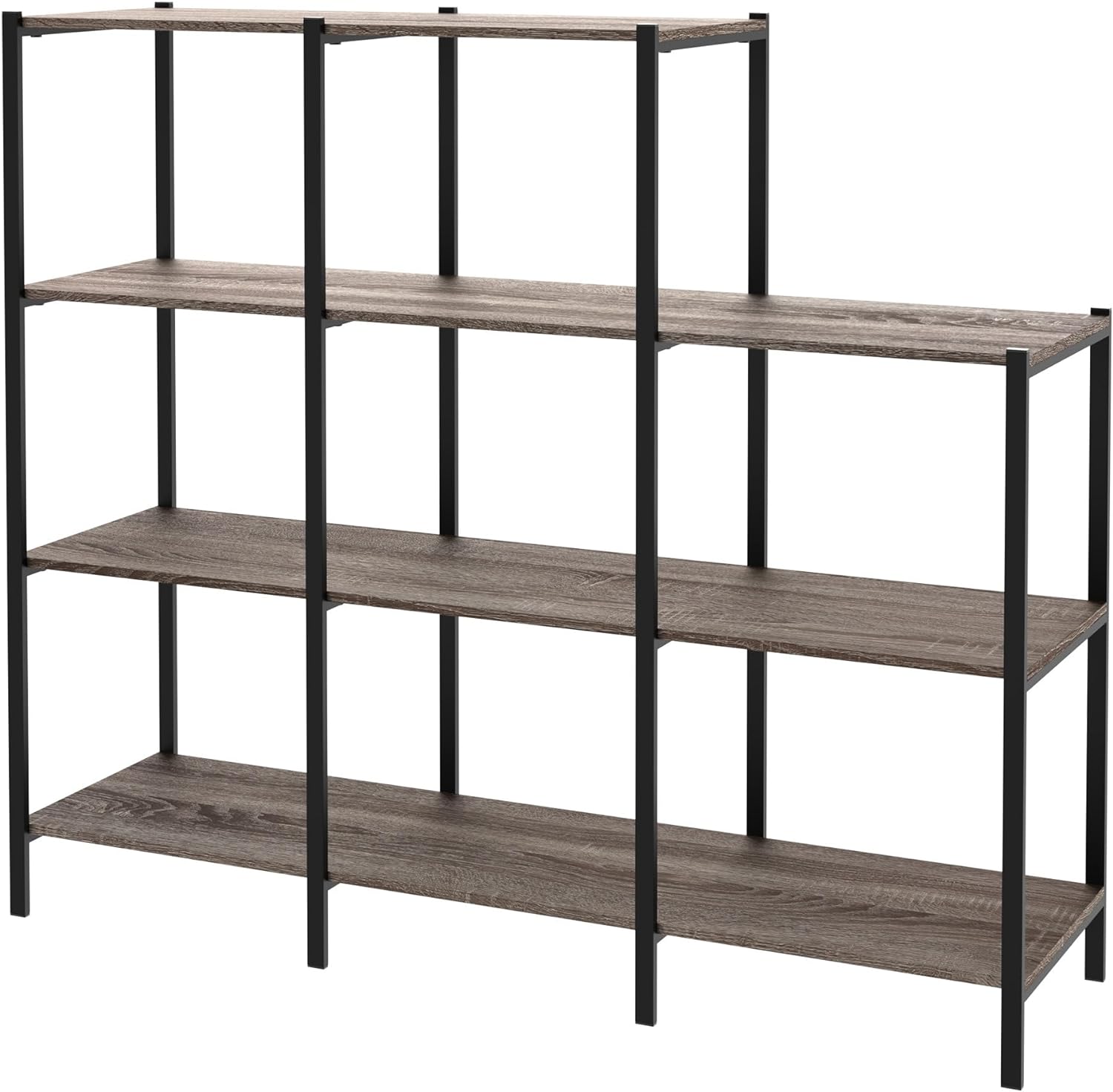 HETAO Ladder Step Bookcase, 4 Tier, 5 Shelves, Display Shelf for Living ...