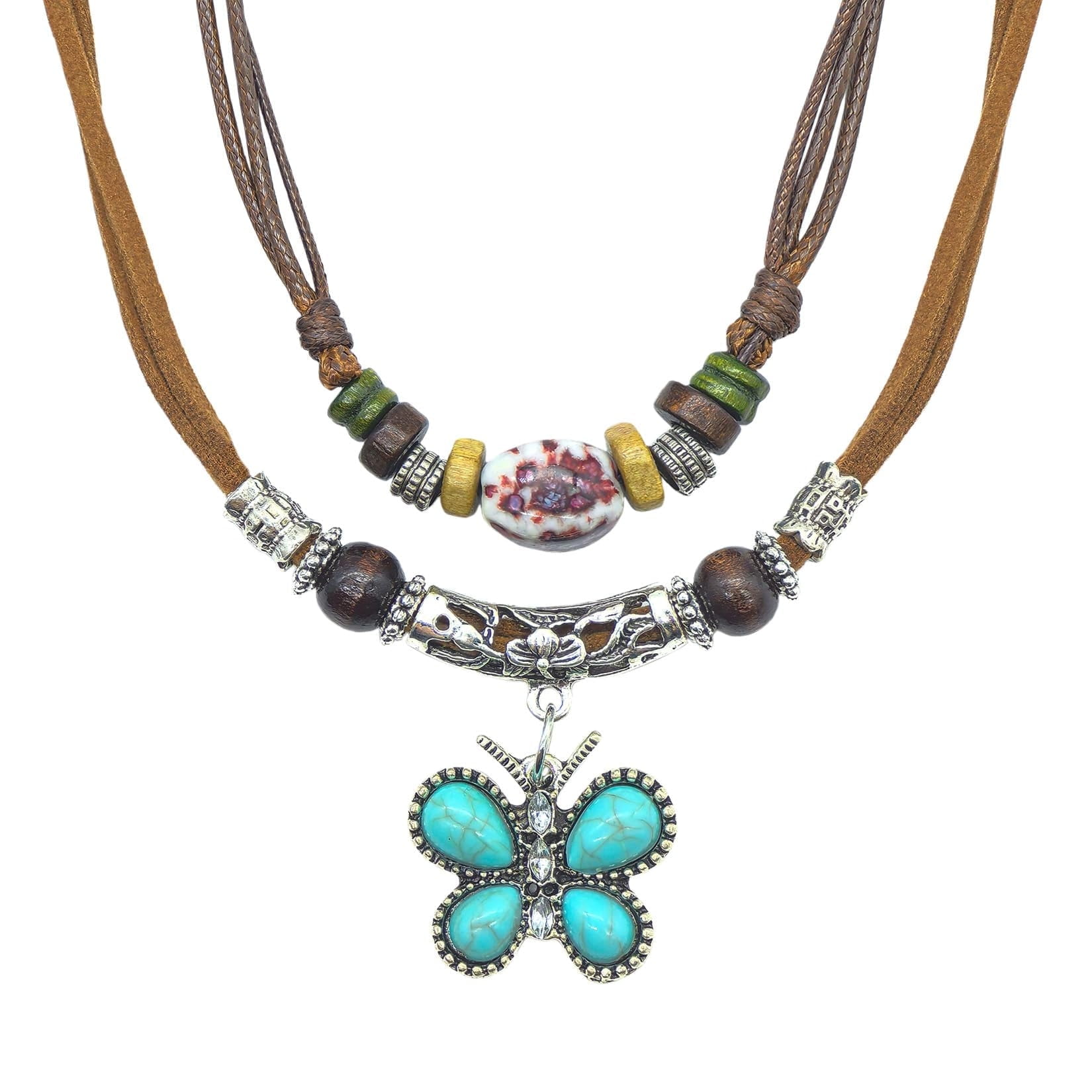 HETICA Boho Necklace for Women, Vintage Turquoise Butterfly Necklace ...