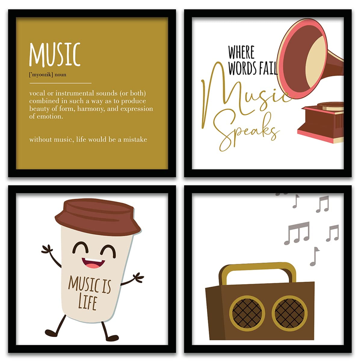 HEVEA Music Quotes Wall Decor PaintingsMusic Framed Wall ...