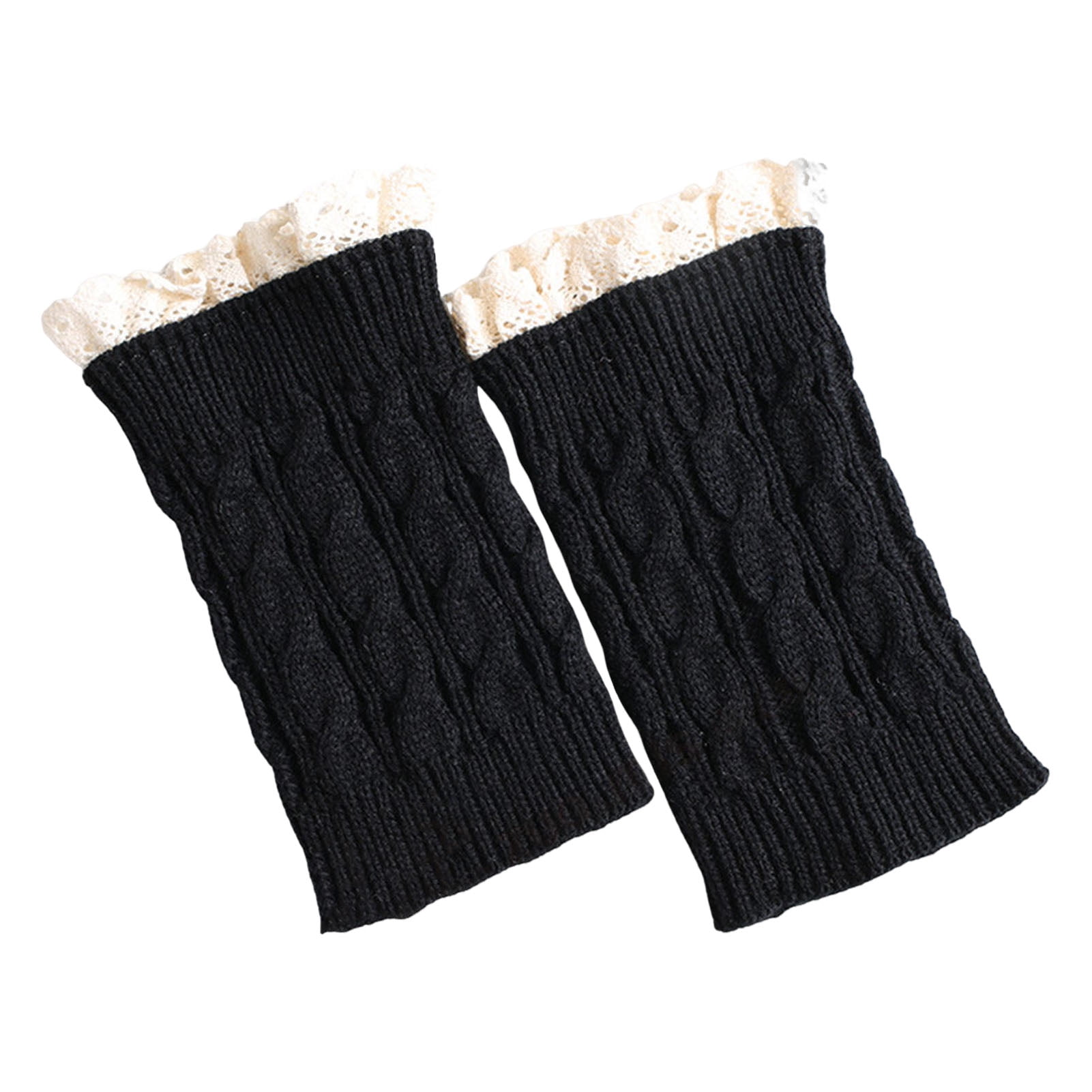 HEVIRGO 1 Pair Calf Covers for Boots Lace Trim Knitted Thick Keep Warm ...