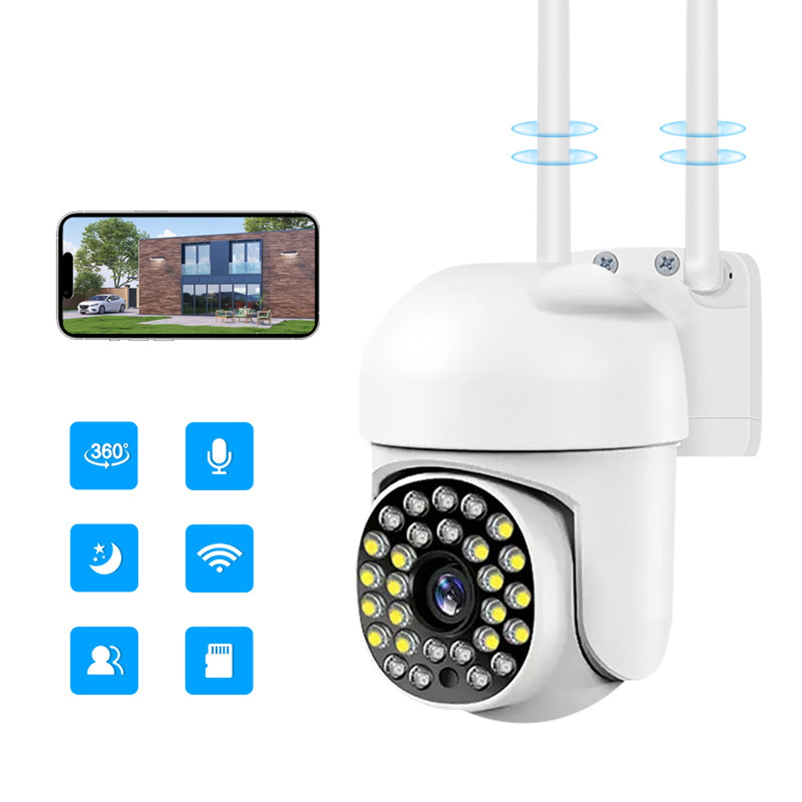 HEVIRGO 1 Set 1080P HD Dual Light Night Vision Security Camera, Voice ...