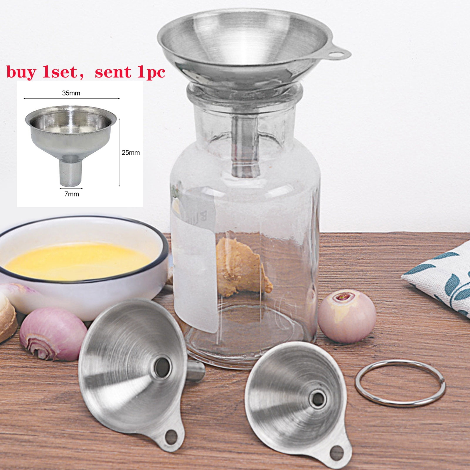 HEVIRGO 1 Set (sent 1PC) Funnel Wide Mouth Liquid Transfer Stainless ...